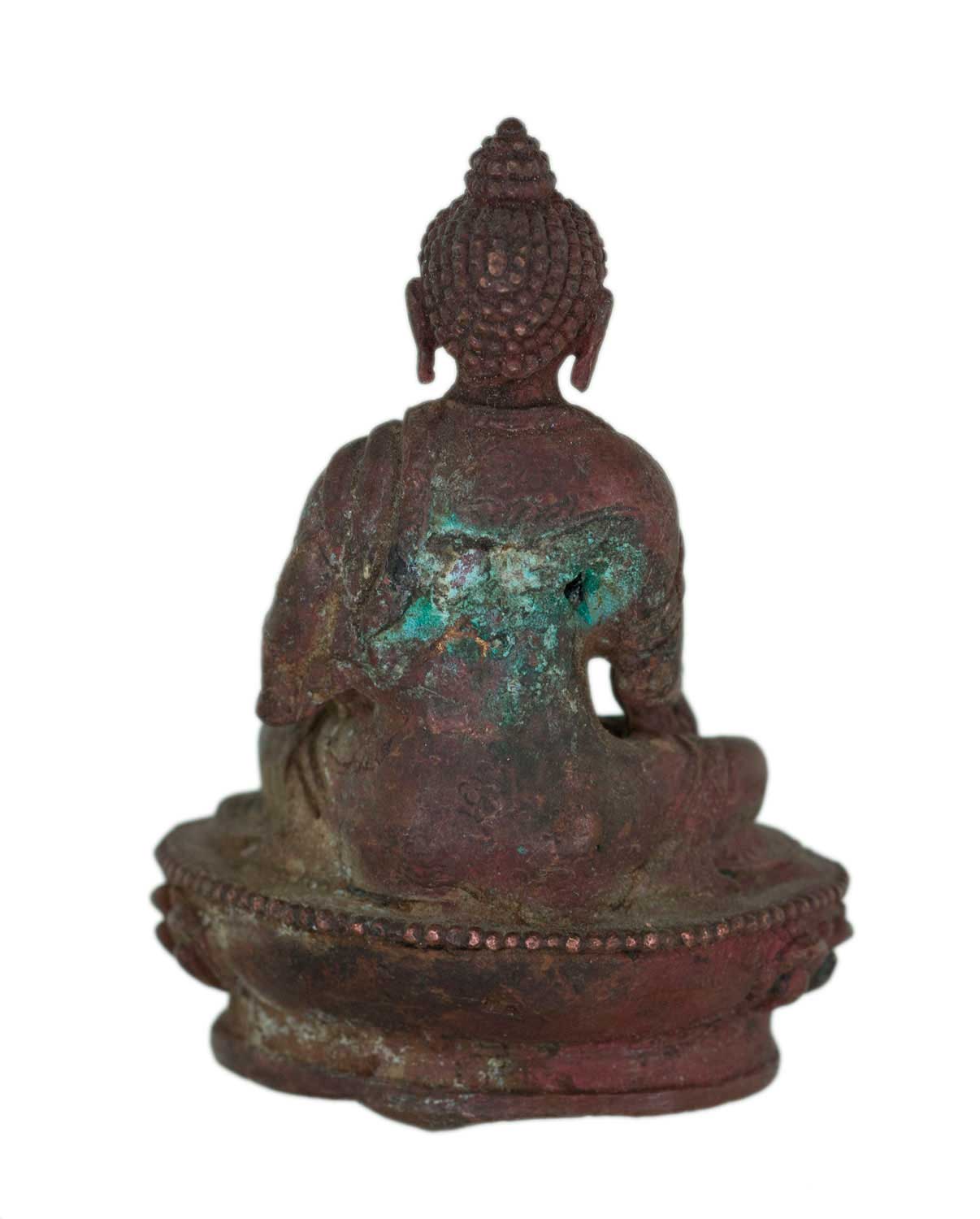 Ancienne Statuette tibétaine Bouddha Akshobhya cuivre 56 mm amulette Népal 9034