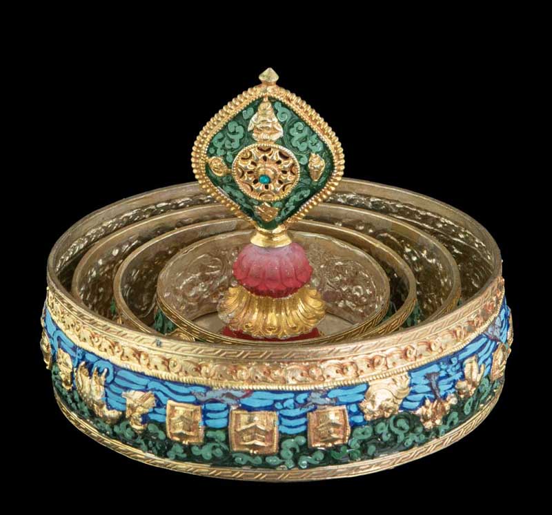 Set Offrande du mandala - rituel bouddhiste tibetain - 16cm - Nepal
