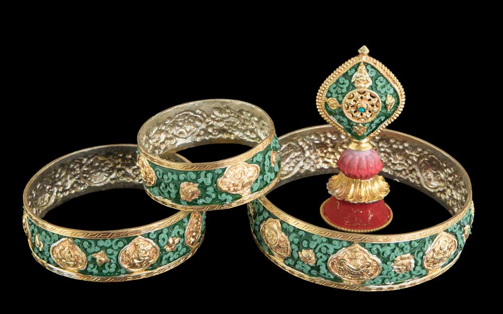Set Offrande du mandala - rituel bouddhiste tibetain - 16cm - Nepal
