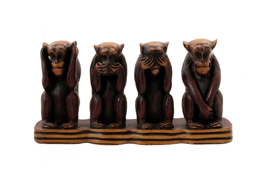 4 SINGES DE LA SAGESSE EN RESINE 1KG4 ARTISANAT DU MONDE H13cm BI COLOR ...