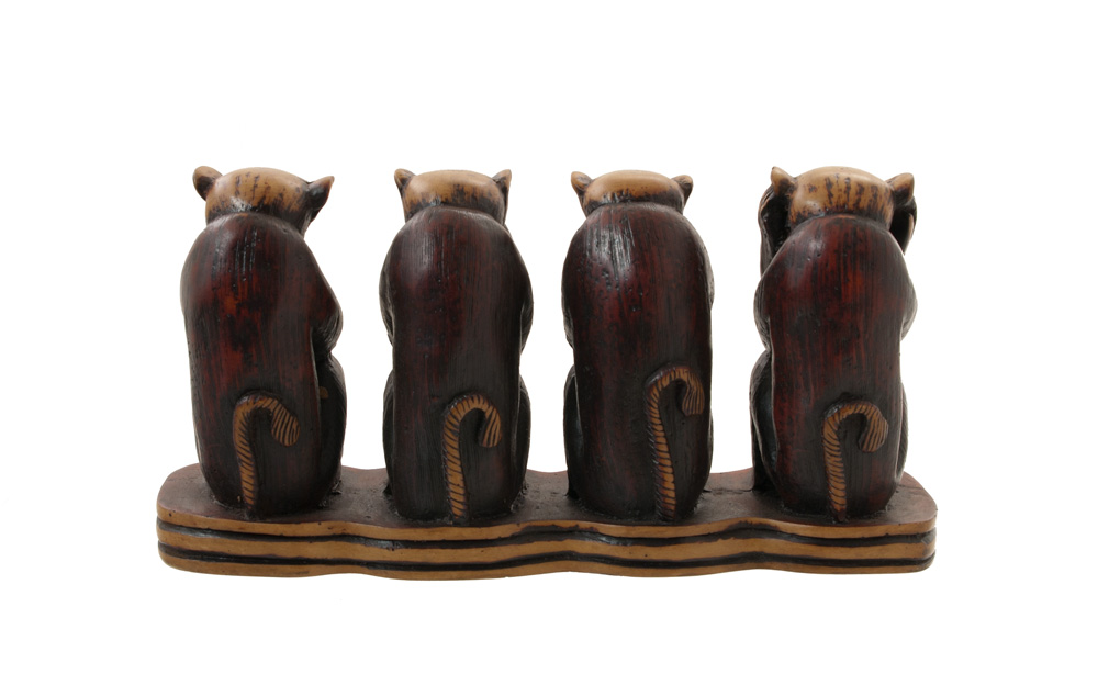 4 singes de la Sagesse en résine 1 kg - Grand modèle bi-color H13cm