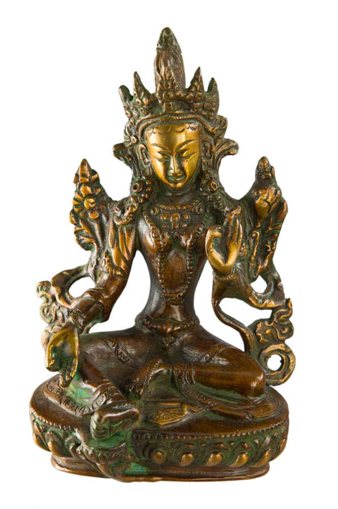 Statue de Tara - Déesse de la compassion - laiton - 16 cm