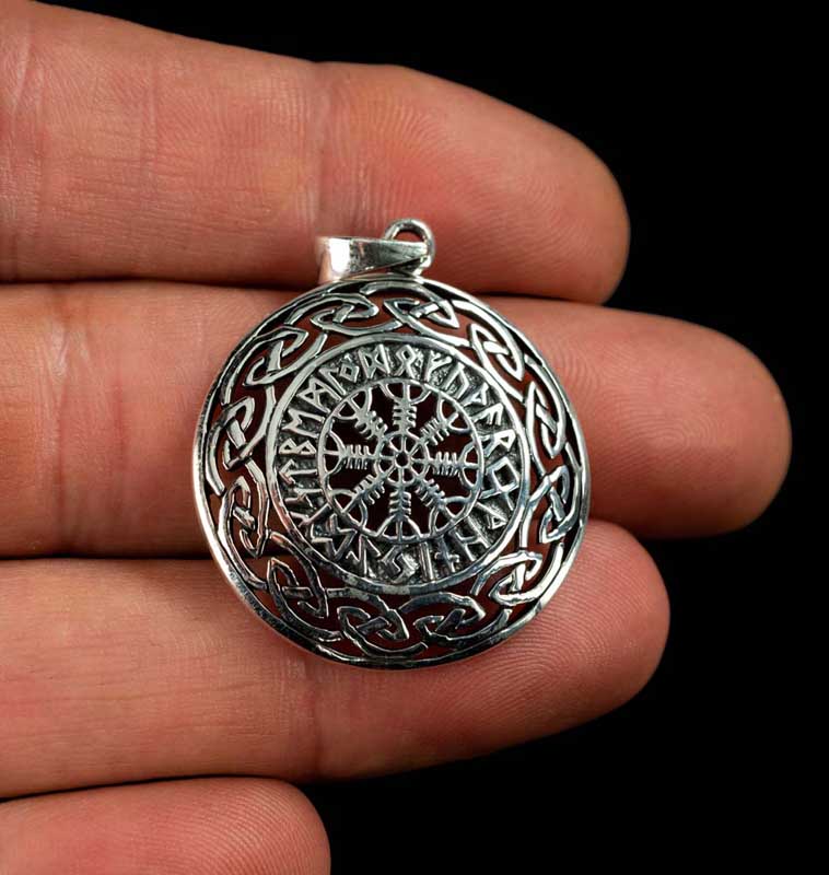 Pendentif Aegishjalmur Haume de Awe - Symbole Viking Argent 6.7g - 9608