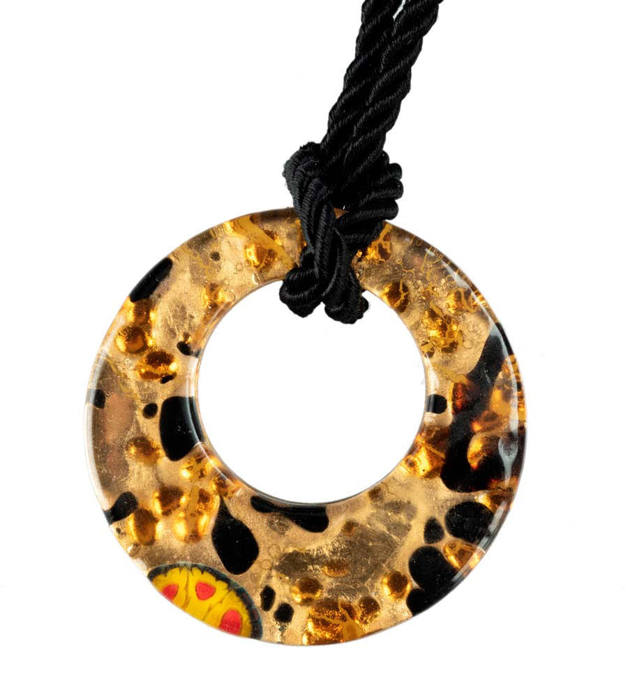 Collier en verre de Murano avec pendentif donut - Bijou d'exception - 7293