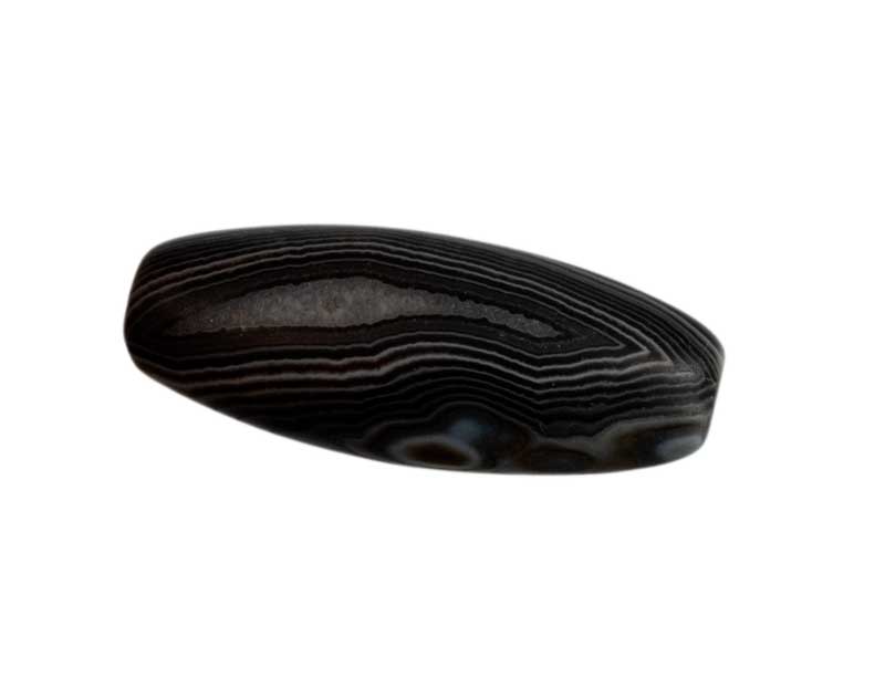 Agate Noire à Bandes: Dzi Naturel à 3 Yeux - 4167