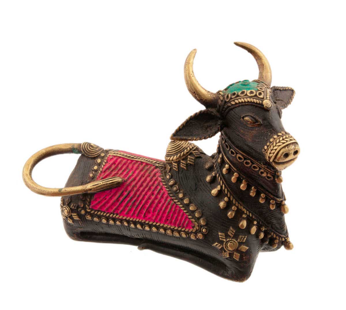 Statue Dhokra de la vache sacrée du Bastar Orissa-Tribal Art Inde