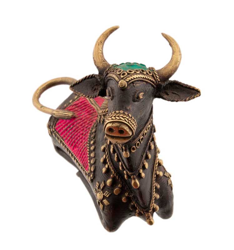 Statue Dhokra de la vache sacrée du Bastar Orissa-Tribal Art Inde