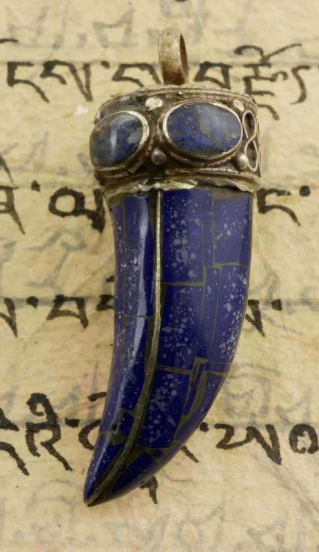 Pendentif tibétain Griffe Dent de tigre Lapis Lazuli Argent 35mm Tibet ...