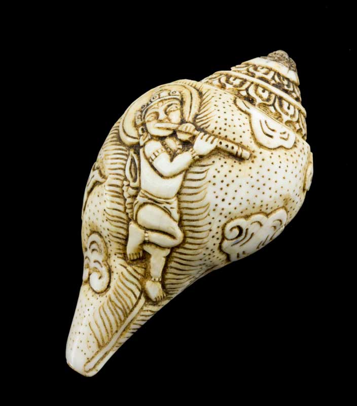 Conque tibetaine-Instrument de musique coquillage-DungDkar-Tibet