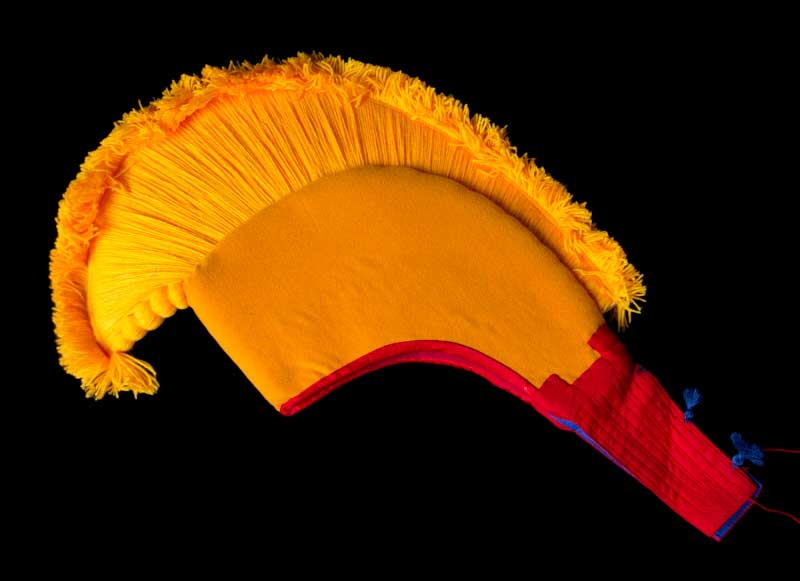 Coiffe jaune de moine tibetain Gelug cérémonie rituel bouddhiste -Monk Hat