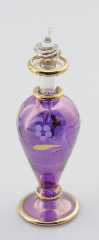 Flacon fiole a parfum huile en verre soufflé d' Egypte 10cm Fait main ...