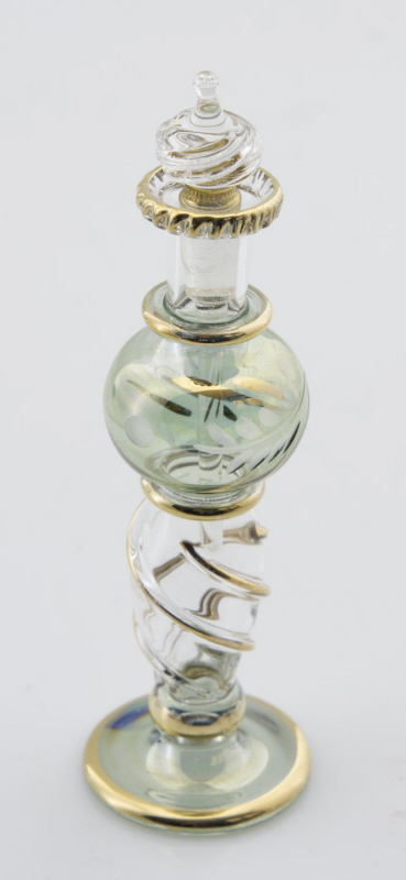 Flacon fiole a parfum huile en verre soufflé d' Egypte 10cm verte CA10 ...