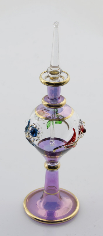 Flacon fiole a parfum huile en verre soufflé d' Egypte 14.5cm Fleur ...