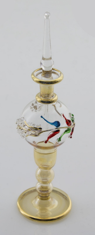 Flacon fiole a parfum huile en verre soufflé d' Egypte 15cm Florale ...