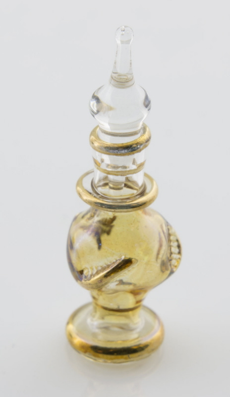 Petit Flacon fiole a parfum huile en verre soufflé d'Egypte 6cm jaune ...