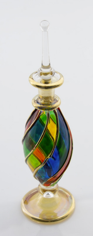 Flacon fiole a parfum huile verre soufflé d' Egypte 14.5cm doré CA5 25758