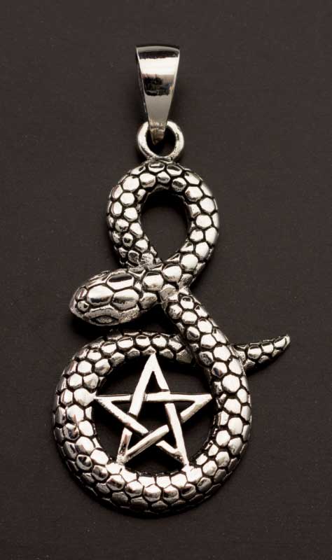 Serpent pentagramme Pendentif pentacle en Argent 925 massif 5.1g Magie