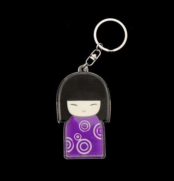 Porte Cles Collection Poupee Japonaise Kokeshi Violet E7 8352