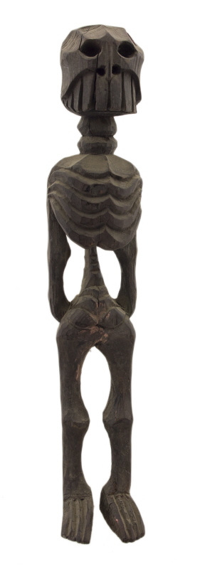Statue tibétaine squelette humain Citipati bois rituel Chamane Tibet ...