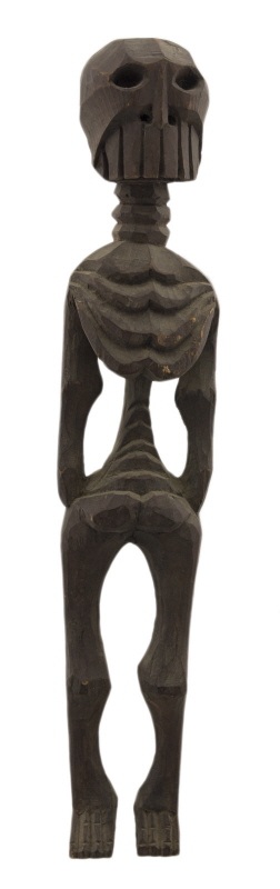 Citipati squelette humain Statue tibetaine bois rituel Chamane Tibet ...