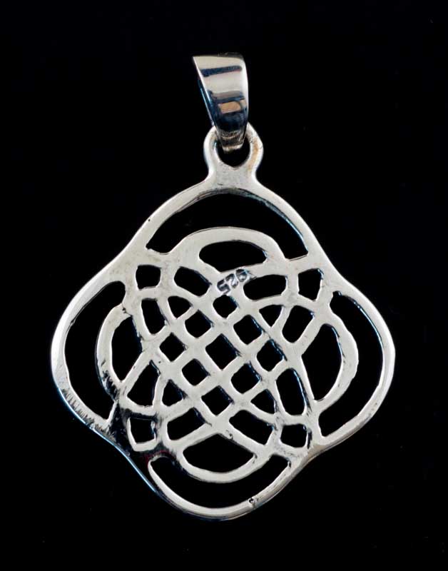 Pendentif tibetain noeud sans fin infini bouddhiste Argent 925 5g