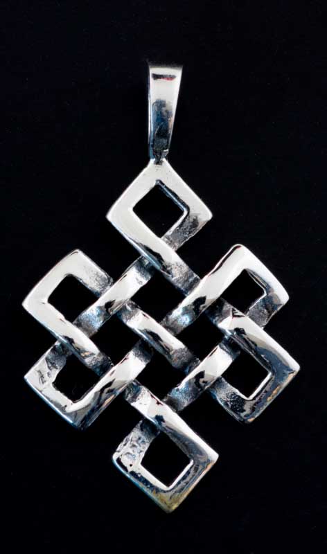 Pendentif tibetain noeud infini sans fin bouddhiste Argent 925 3.5g ...