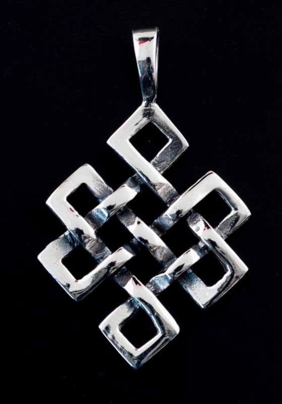 Pendentif tibetain noeud infini sans fin bouddhiste Argent 925 3.5g ...