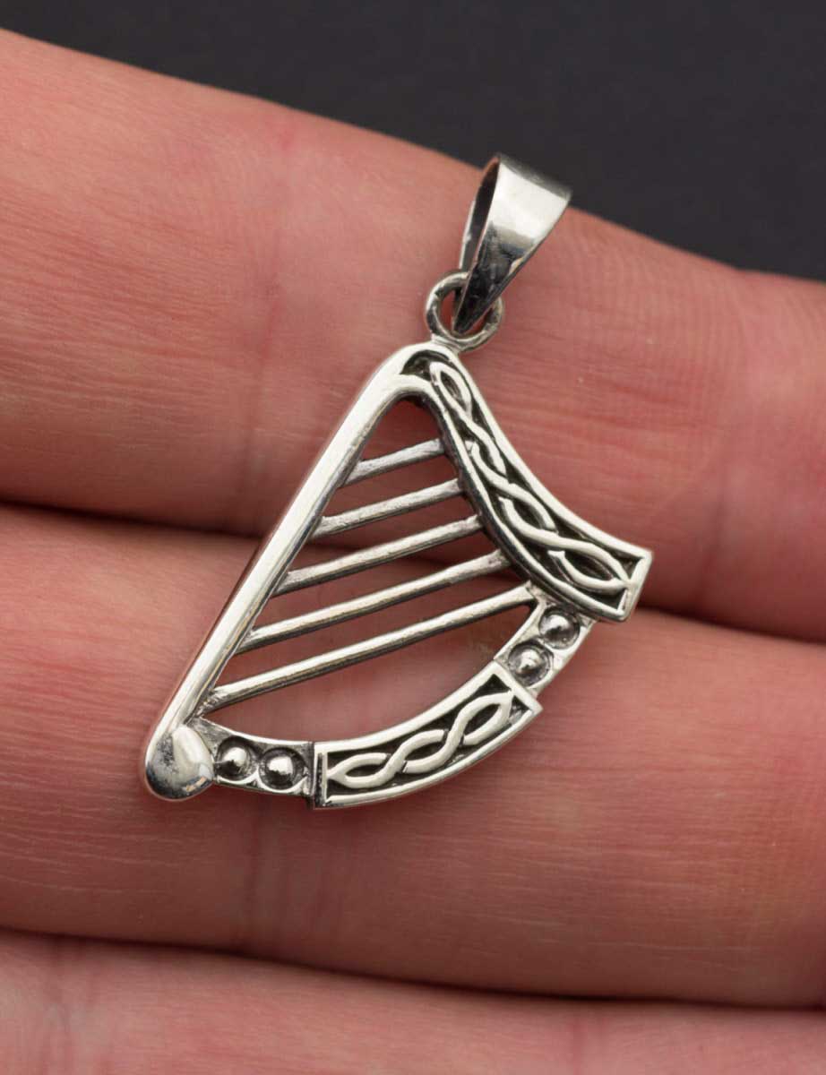 Pendentif Harpe Celtique Celte Irlandaise Celtique triquetra Argent 925