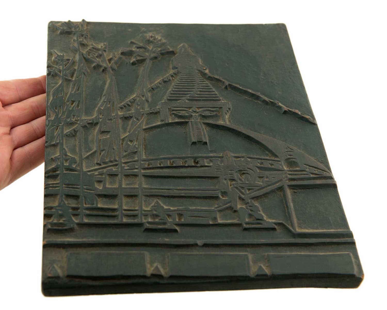 Stupa tibétain Ancien Bloc plaque Tampon bois impression Textile 29cm ...