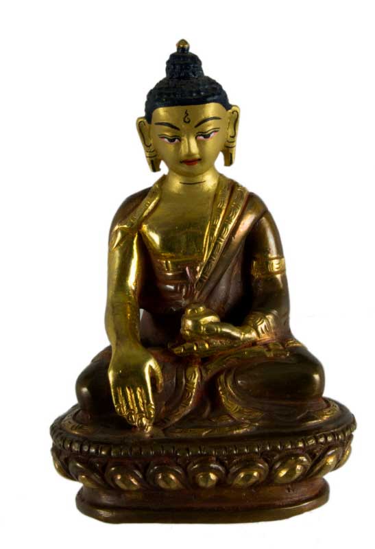 Bouddha Akshobhya-Statue tibetaine en cuivre et dorure- AFR9- 1654