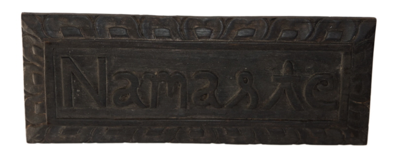 Plaque murale en bois Namaste 100% Fait Main Artisanat du Nepal 25204