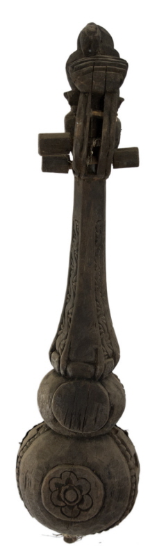 Ancien Luth Dranyen Tungna Népalais 68cm Sculpté