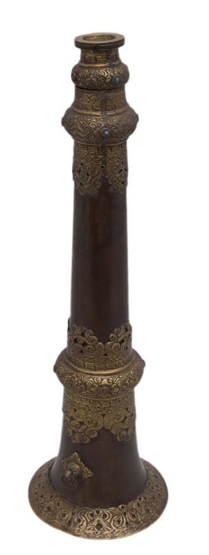 Radong Dungchen Trompe Dunchen Trompette Tibétaine Tibet antique 154 cm ...