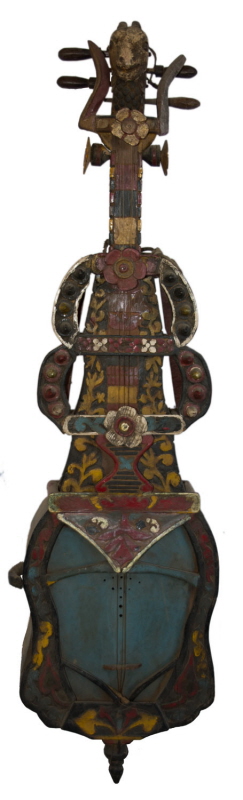 Ancien Luth Dramyen Tungna Sgra-Snyan cordophone polychrome Tibetain ...