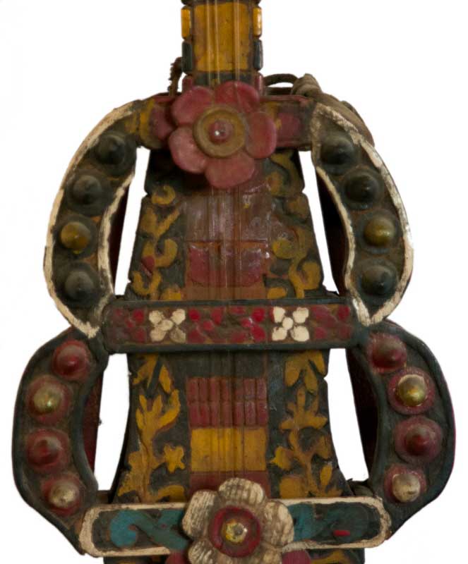 Ancien Luth Dramyen Tungna Sgra-Snyan cordophone polychrome Tibetain ...
