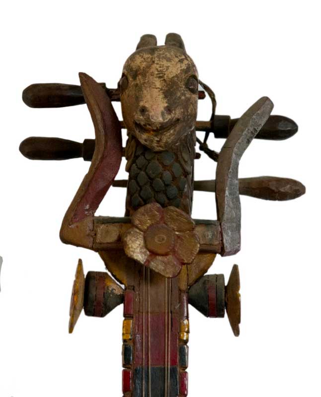 Ancien Luth Dramyen Tungna Sgra-Snyan cordophone polychrome Tibetain ...