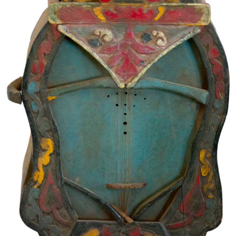 Ancien Luth Dramyen Tungna Sgra-Snyan cordophone polychrome Tibetain ...