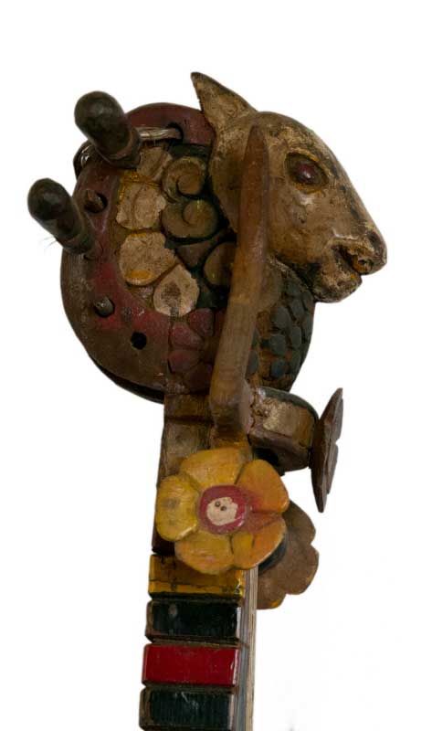 Ancien Luth Dramyen Tungna Sgra-Snyan cordophone polychrome Tibetain ...