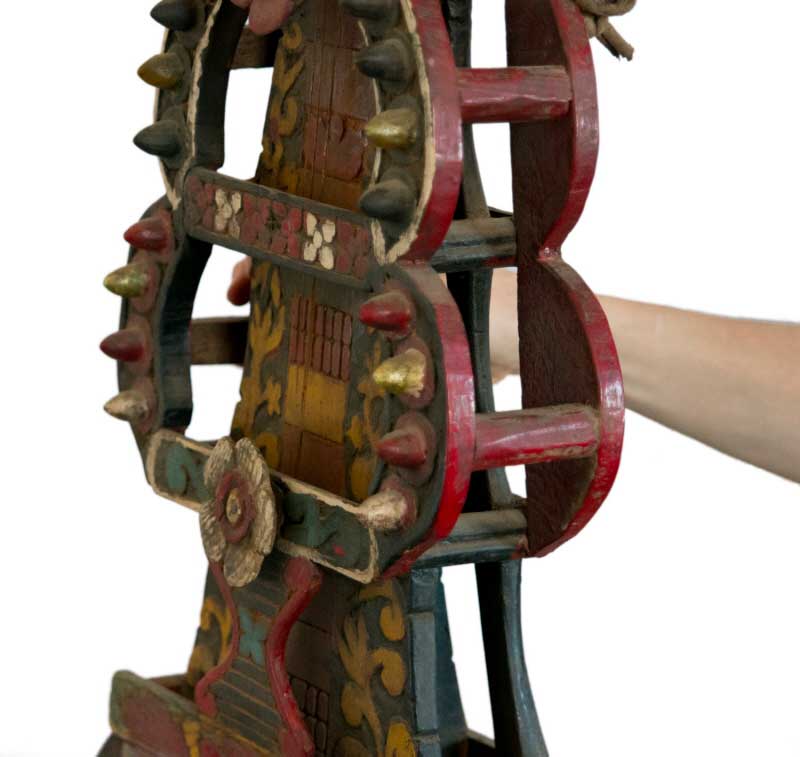 Ancien Luth Dramyen Tungna Sgra-Snyan cordophone polychrome Tibetain ...