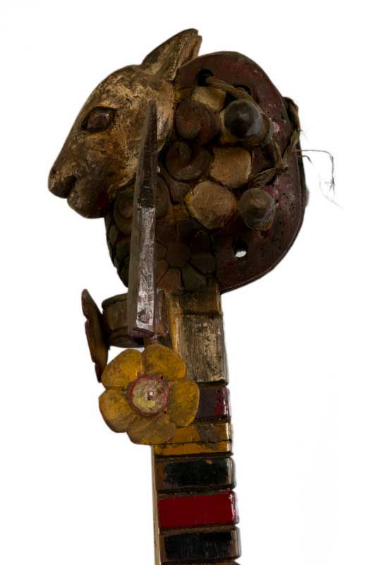 Ancien Luth Dramyen Tungna Sgra-Snyan cordophone polychrome Tibetain ...