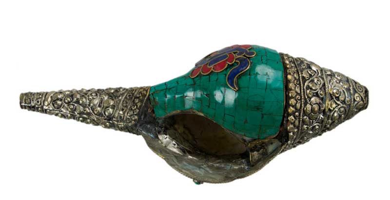 Conque tibetaine-Instrument de musique coquillage-DungDkar-Tibet