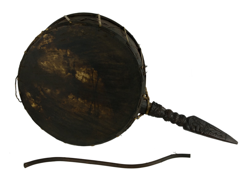 Tambour à manche de chamane rituel tantrique -shaman drum-Objet ...