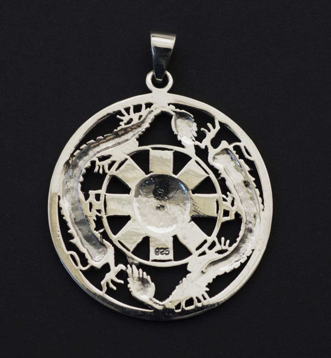 Pendentif Yin Yang Dragon Phoénix I-Ching Feng shui Argent massif 925 ...