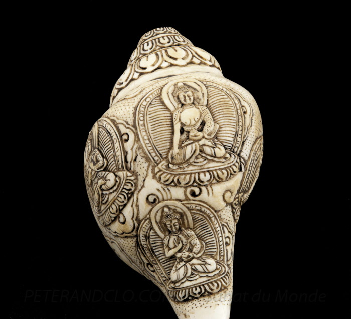 Conque tibetaine-objet rituel bouddhiste-Astamangala-peterandclo ...