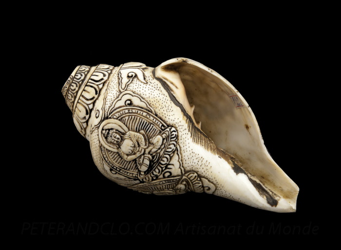 Conque tibetaine-objet rituel bouddhiste-Astamangala-peterandclo ...