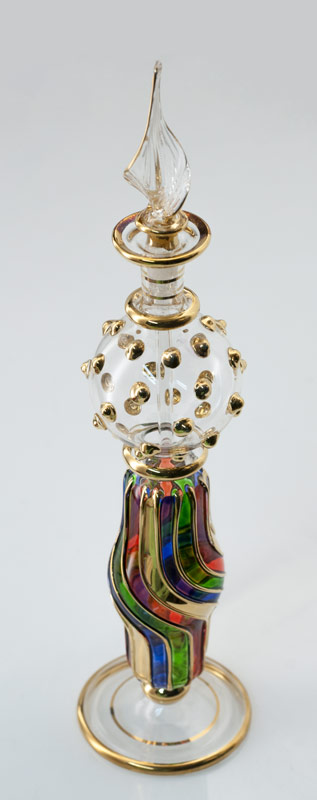 FLACON FIOLE A PARFUM EN VERRE SOUFFLE D EGYPTE PETERANDCLO CA10 5457