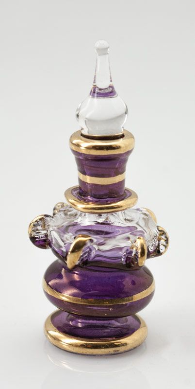 FLACON FIOLE A PARFUM HUILE EN VERRE SOUFFLE D EGYPTE PETERANDCLO FS3 3506
