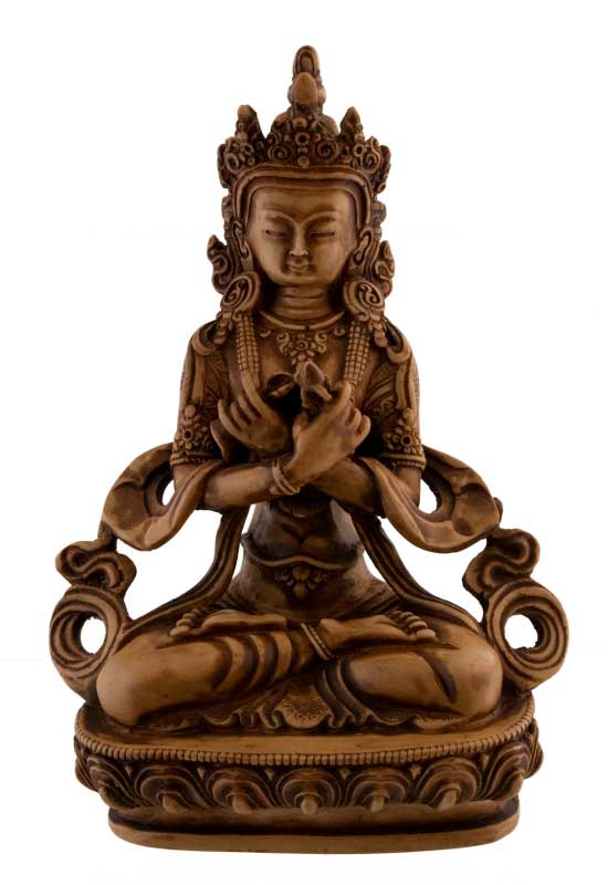 STATUE TIBETAINE BOUDDHA VAJRADHARMA EN RESINE H 22 cm-BEIGE- 1548