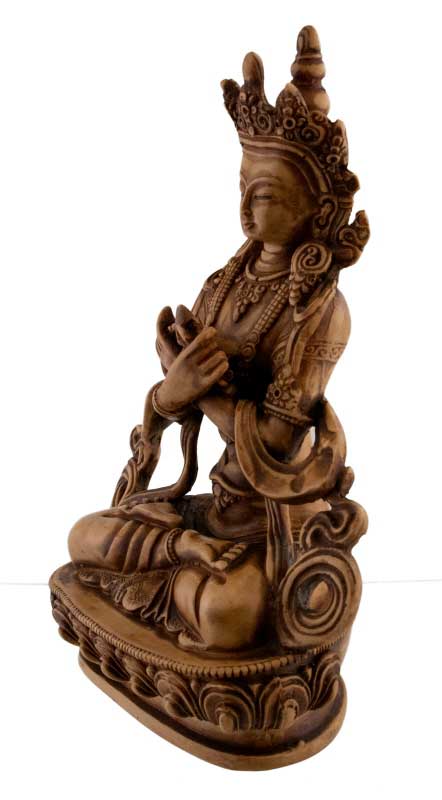 STATUE TIBETAINE BOUDDHA VAJRADHARMA EN RESINE H 22 cm-BEIGE- 1548