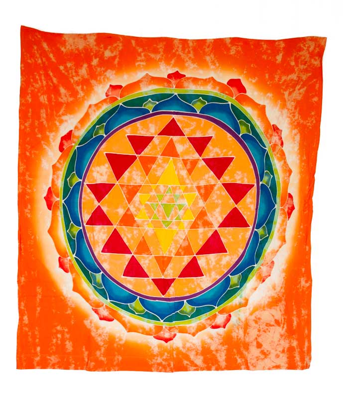Chakra Sri Yantra Meditation Batik tenture murale fait main-Bali